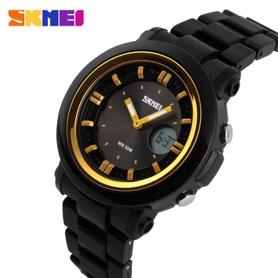 Leisure Gold / Black Lady Digital Watch Plastic Japan Movement Analog Quartz