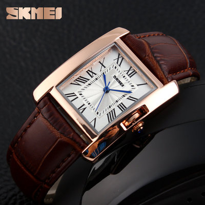Brown Classic Womens Quartz Watches Golden Case 30M Waterproof