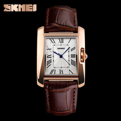 Brown Classic Womens Quartz Watches Golden Case 30M Waterproof