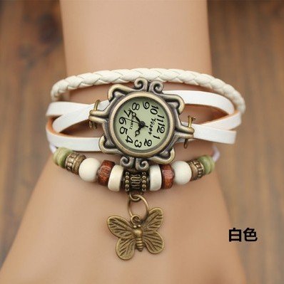 Butterfly Style Ladies Leather Bracelet Watches With Red Strap , Women Quartz Watches