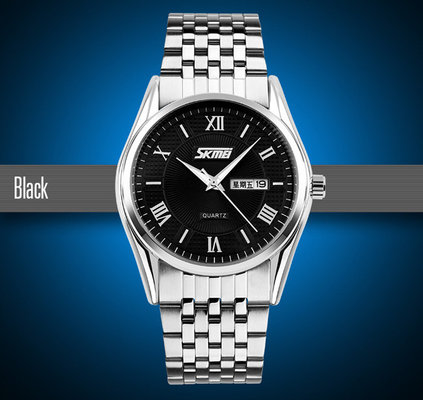 Mens Classical Design Japanese Movt Analog Quartz Watches Water Resistant Metal Strap