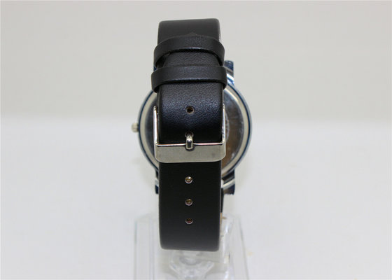 PCP Female Luxury Black Leather Analog Quartz Watch With Alloy Case