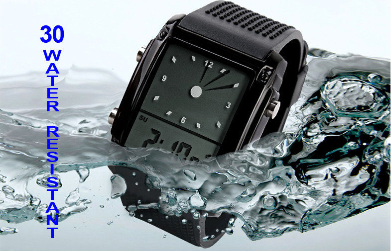Water Resistant LCD Analogue Watch 