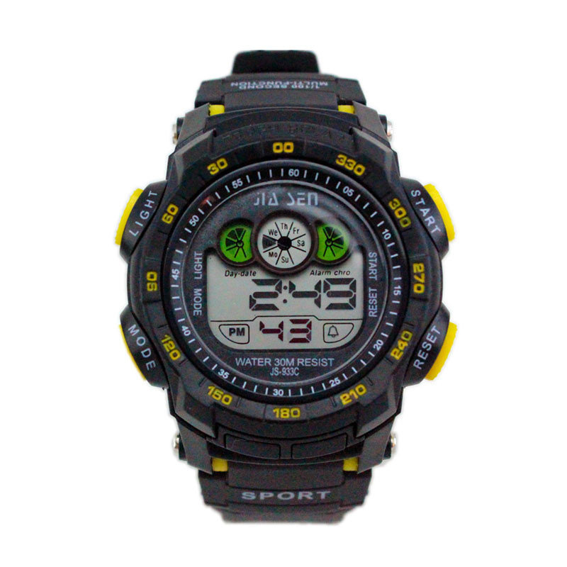 Simple Black Sport Multifunction Digital Mens Watches 3 ATM Waterproof
