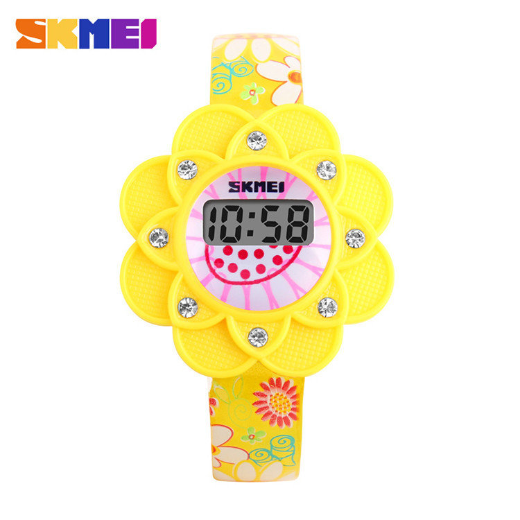 Yellow Strong ABS Plastic Case SKMEI  Digital Watches For Pretty Girl