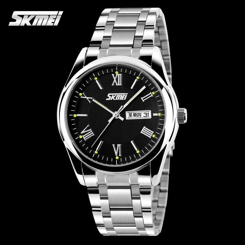 Silver Stainless Steel Quartz Watch Japan Movement , Men's Wrist Watch