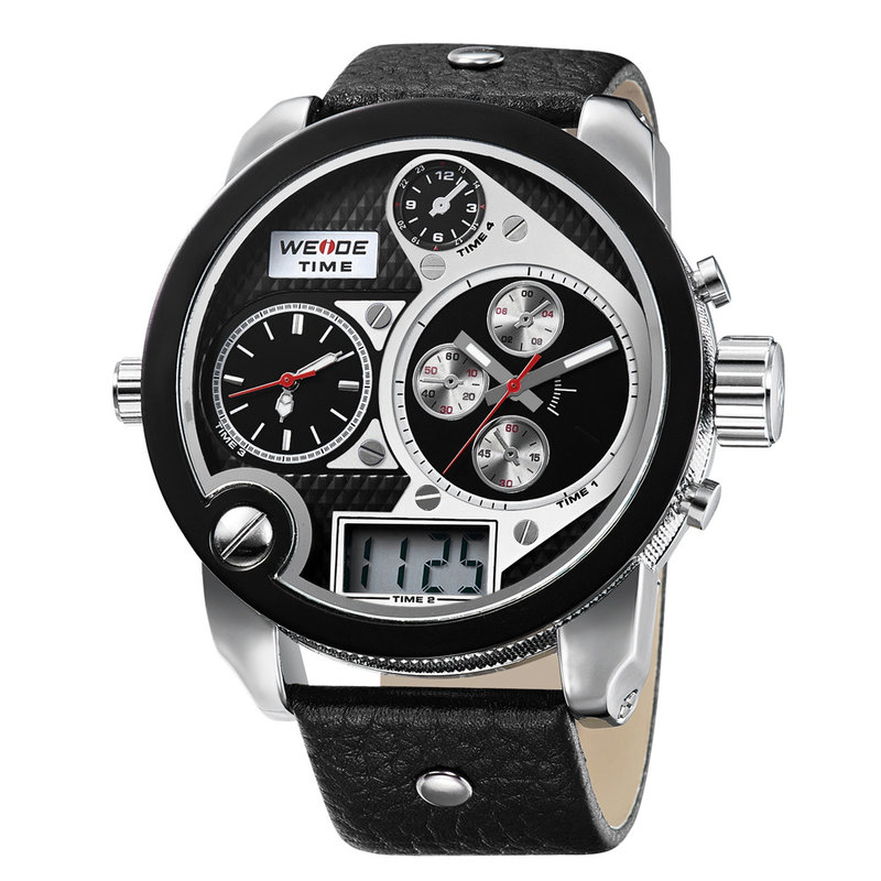 Three time zone waterproof women quartz watch