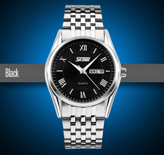 Mens Classical Design Japanese Movt Analog Quartz Watches Water Resistant Metal Strap