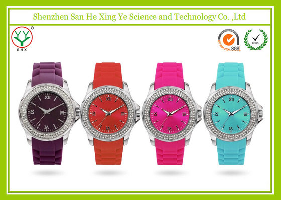 Roman Numeral Ladies Quartz Watch Sport Colorful Silicone Strap