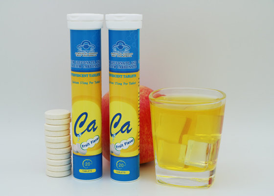 Light Yellow Calcium Effervescent Tablets 171 mg 20 Tablets / Tube Fruit Flavor