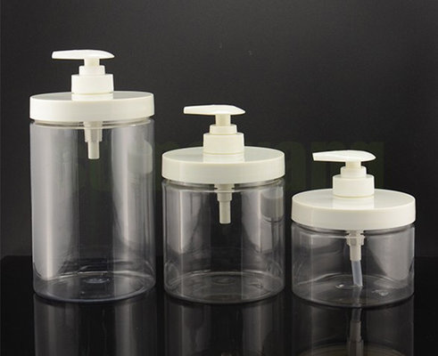 800ml / 1000ml Glossy Clear PET Clear Pet Jars With Pump For Hair Care