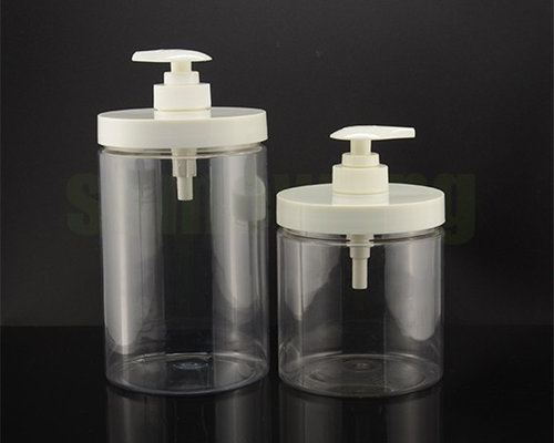 800ml / 1000ml Glossy Clear PET Clear Pet Jars With Pump For Hair Care