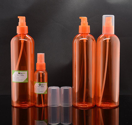 400ml Transparent Boston Round Plastic Pet Bottle With Pump Sprayer