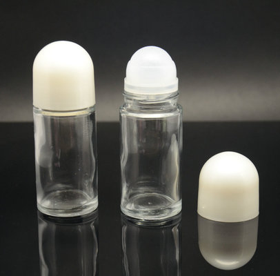 White , Blue 50ml cosmetic roll on bottles for essential oils , 40MM*110MM