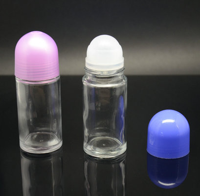 White , Blue 50ml cosmetic roll on bottles for essential oils , 40MM*110MM
