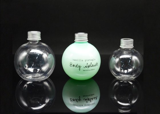 200ml Round perfume Plastic Cosmetic Bottles with aluminium cap , 24mm Neck Size