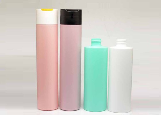 Custom 300ml plastic bottle Cosmetic Containers with press cap in Red , Green , Pink