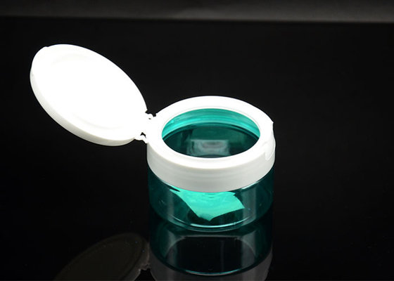 Green transparent 100ml PET jars with flip cap
