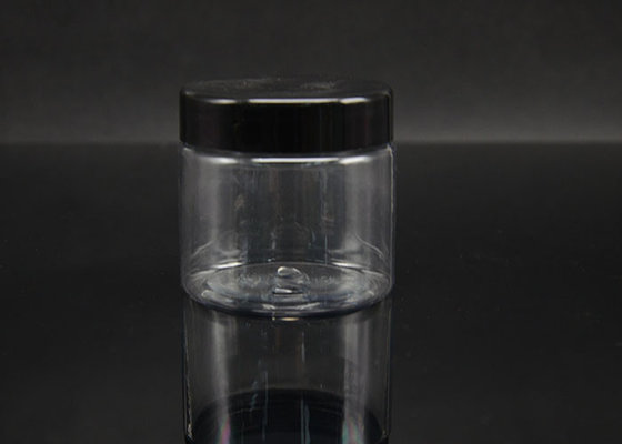 empty clear PET jars with black cap 70ml