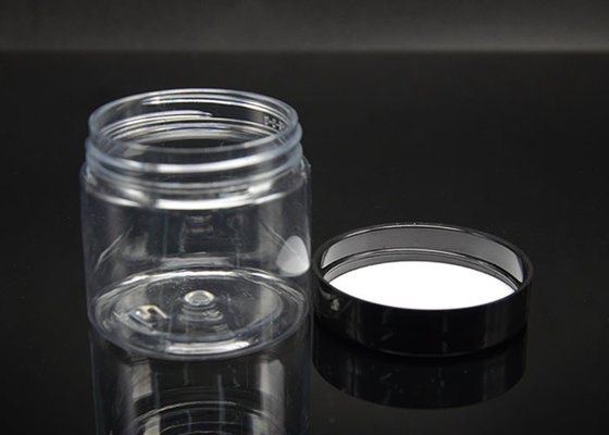 empty clear PET jars with black cap 70ml