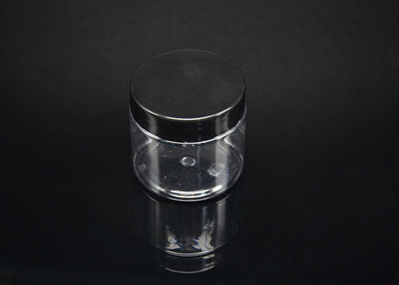 empty clear PET jars with black cap 70ml