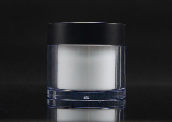 50g Cylinder AS Cosmetic Cream Jar And Bottles With Black Lid , Screw Cap