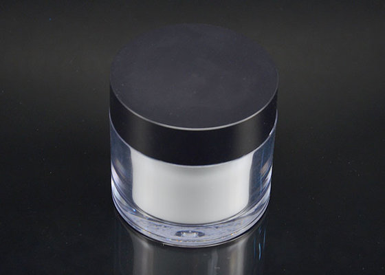 50g Cylinder AS Cosmetic Cream Jar And Bottles With Black Lid , Screw Cap