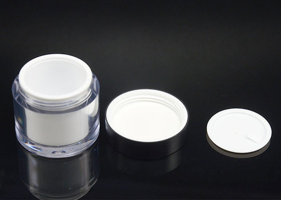 50g Cylinder AS Cosmetic Cream Jar And Bottles With Black Lid , Screw Cap