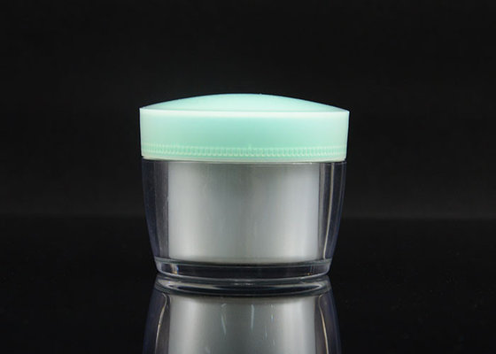 50g Cosmetic Clear Pet Jars With Green Lid , Round Plastic Containers