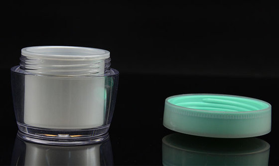 50g Cosmetic Clear Pet Jars With Green Lid , Round Plastic Containers