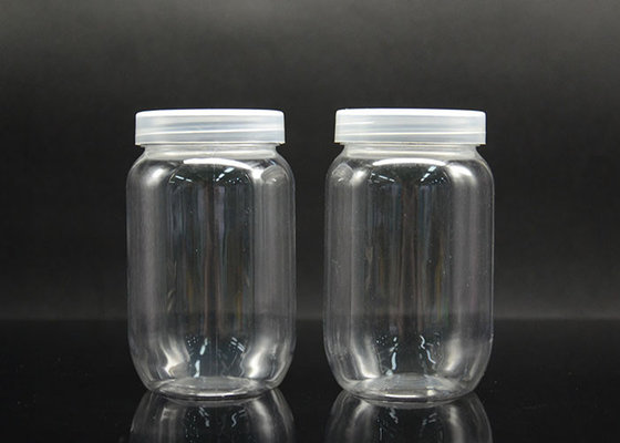 Food grade Small Plastic Clear Cosmetic Jars With Screw On Lids , 240ml
