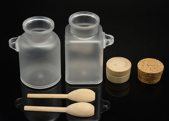 100g Clear PP Plastic Cream Jars / Bath Salt Container With Wooden Spoon