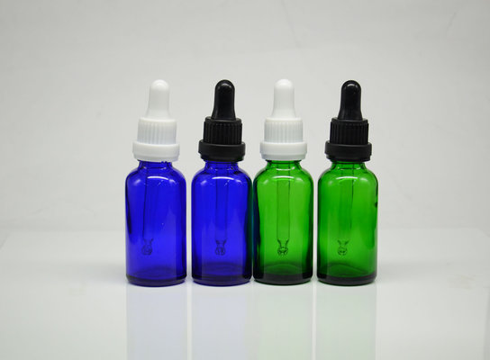 1oz Green Blue Glass Empty Essential Oil Bottles , 30ml Serum Dropper Bottle
