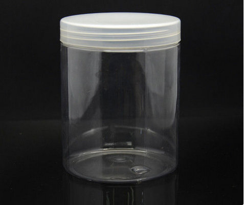 Big Transparent Clear Pet Jars 600g Capacity White Cap Silk Screen printing