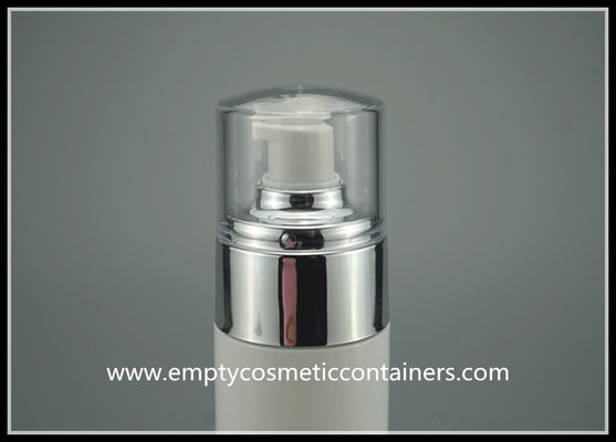 Sliver Plastic Soap Bottle Pumps Refillable With Transparent Dust Cap