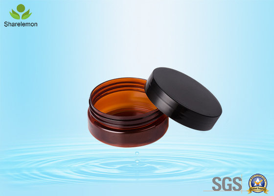 50ml amber Plastic Kosmetische Kruik met Zwarte de Roomkruiken van de Schroefdekselreis