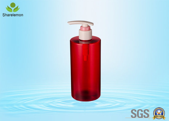 Red 300ml Cosmetic Lotion Bottles For Hotel Hand Washing Packaging