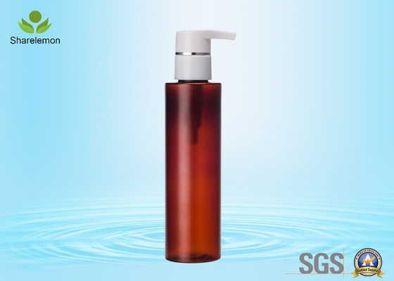 Amber Plastic Pump Bottles , Empty Cosmetic Container for Essential Oils 150ml