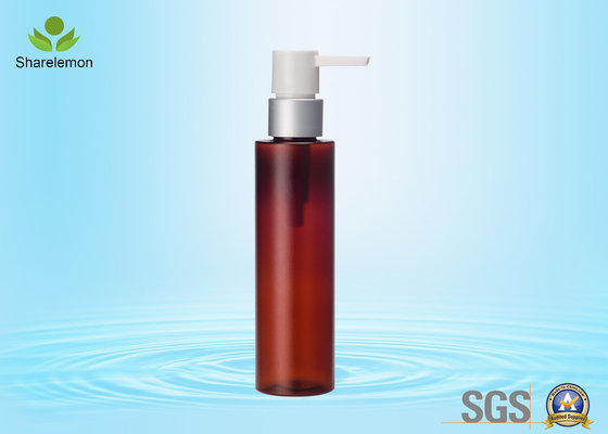 Amber Plastic Pump Bottles , Empty Cosmetic Container for Essential Oils 150ml