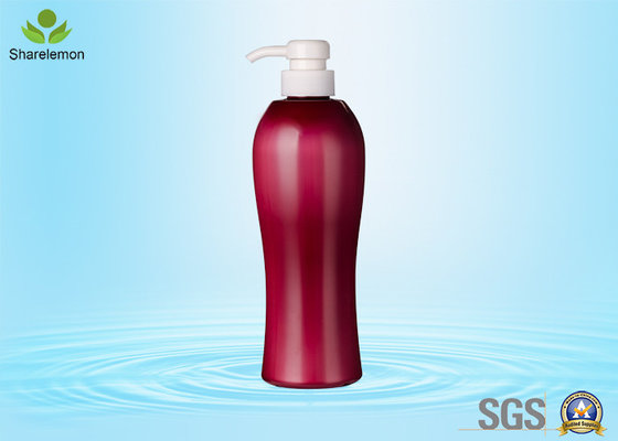 Red Colored 450ml Plastic Shampoo Bottles With Lotion Pump / Filp Top Cap