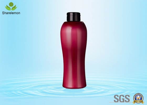 Red Colored 450ml Plastic Shampoo Bottles With Lotion Pump / Filp Top Cap