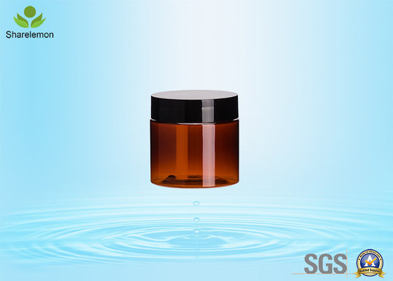 60ml Amber PET Plastic Cream Jars With Black / Silver Screw Cap
