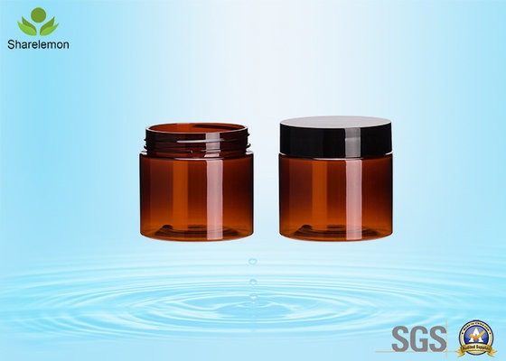 60ml Amber PET Plastic Cream Jars With Black / Silver Screw Cap