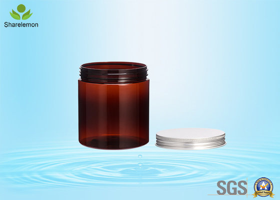 500ml Amber Plastic Cosmetic Container with Plastic Lids for Scrub Cream