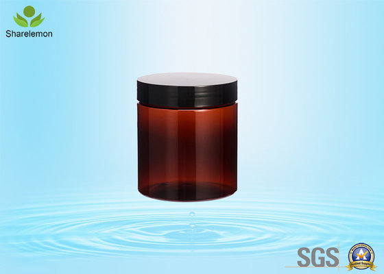 500ml Amber Plastic Cosmetic Container with Plastic Lids for Scrub Cream