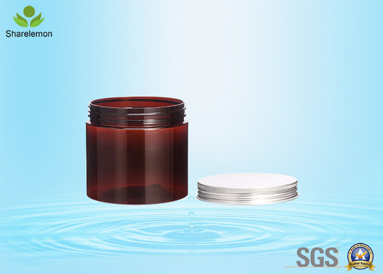 400ml Amber Plastic Cream Jar with Aluminum Lids for Cosmetic Packing