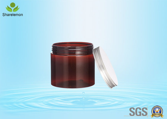 400ml Amber Plastic Cream Jar with Aluminum Lids for Cosmetic Packing