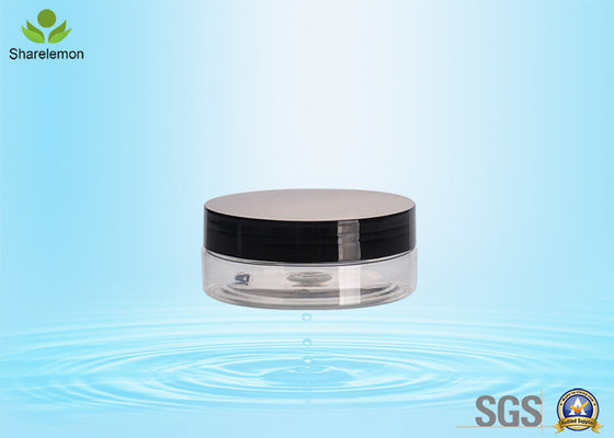 100ml Transparent Plastic Cosmetic Cream Jars with Black PP Cap
