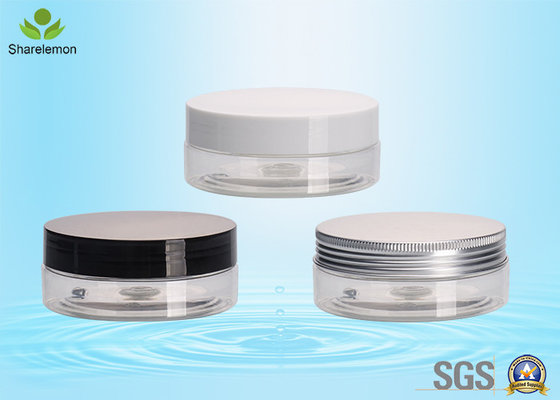 100ml Transparent Plastic Cosmetic Cream Jars with Black PP Cap