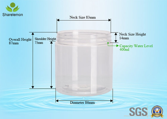 400ml Clear Plastic Cream Jar / Plastic Cosmetic Container with Aluminum Lids